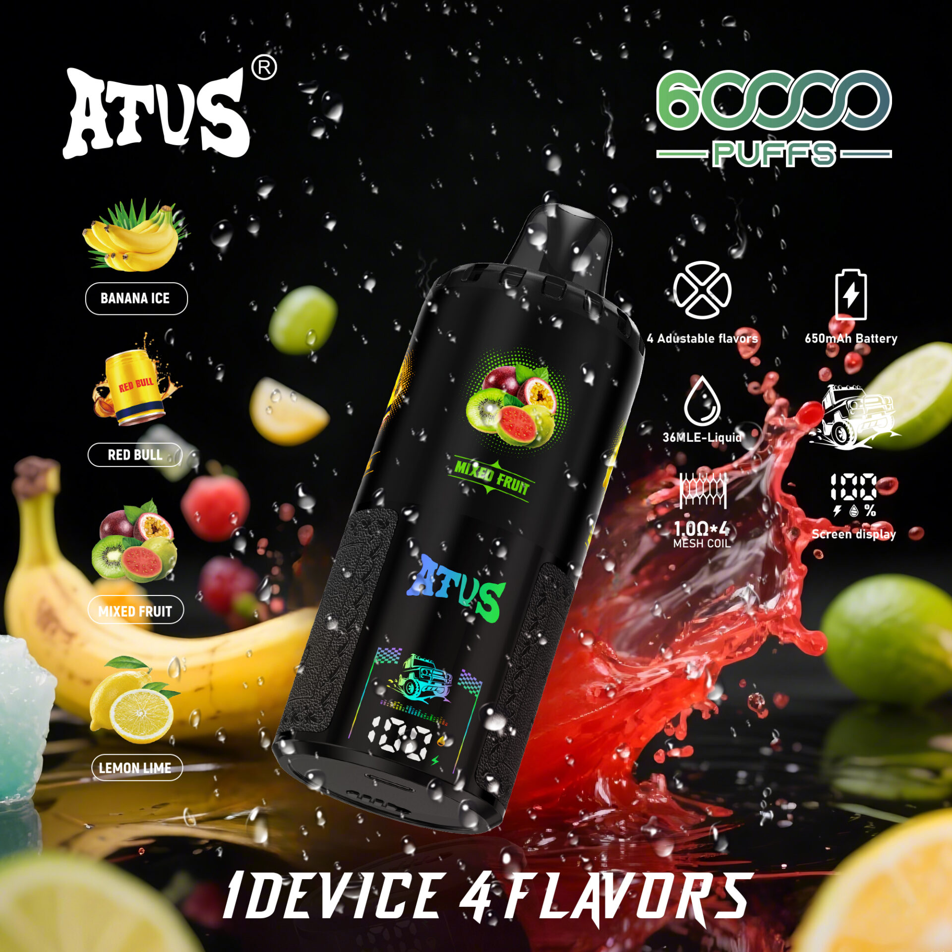 ATVS 60K | 60000 Puffs & 4 Adjustable flavors & Screen Display – ChicVape