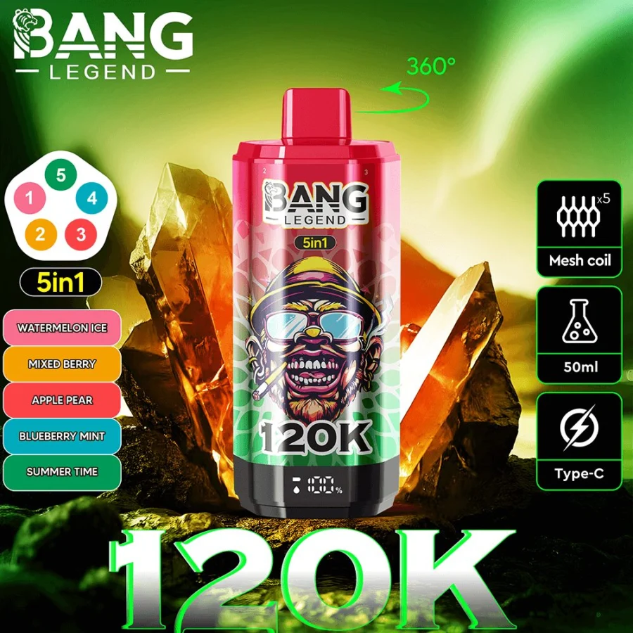 BANG LEGEND 120K Disposable Vape – 5-in-1 Flavor System, 120,000 Puffs ...